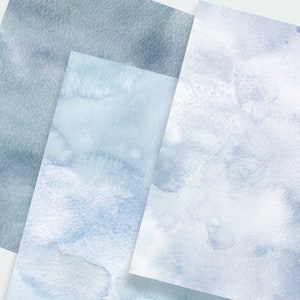 Dusty Blue Digital Paper, Blue Watercolor Textures, Dusty Blue ...
