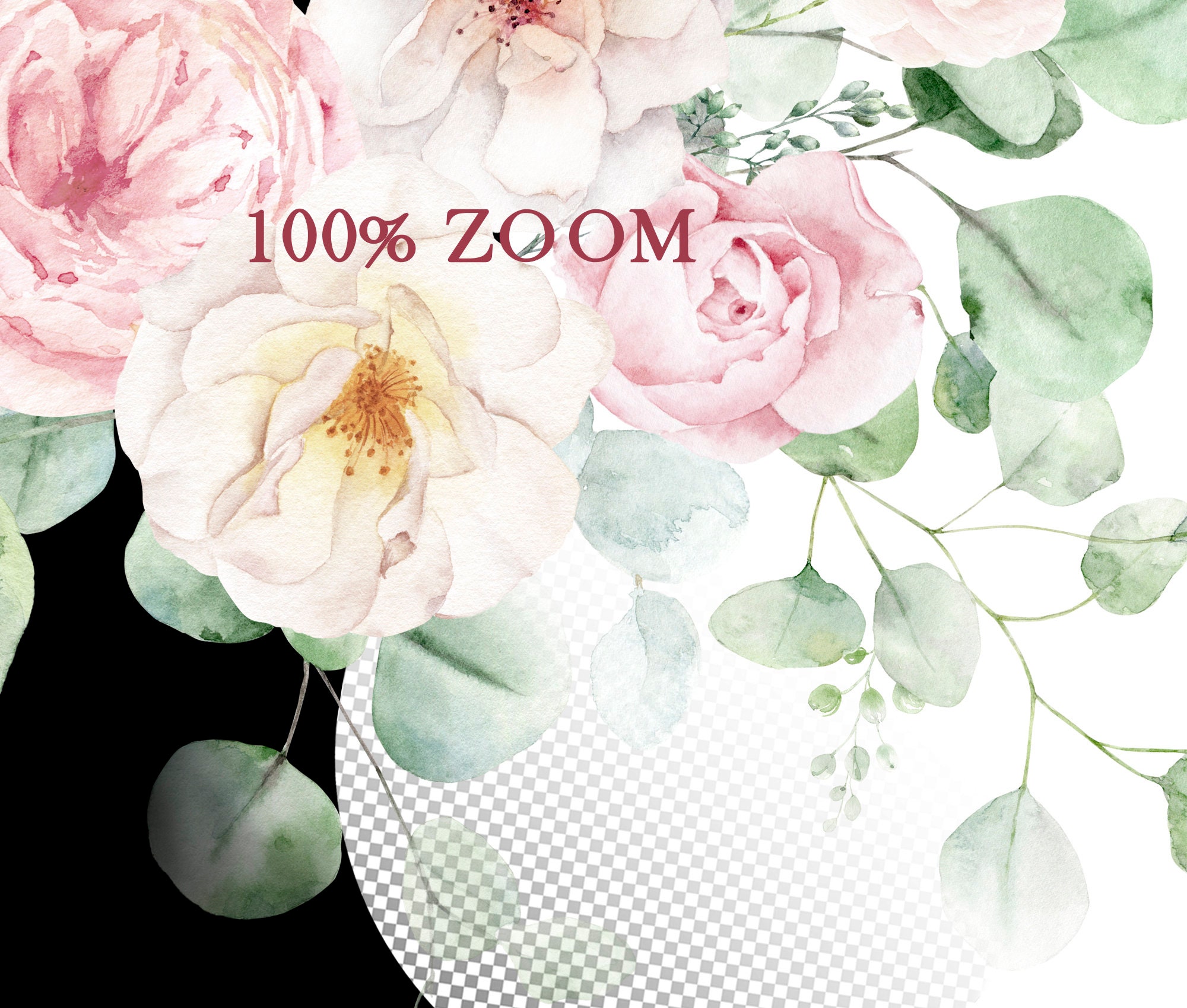 Watercolor Floral Border, Blush Pink Roses Clipart, Dusty Pink Wedding ...