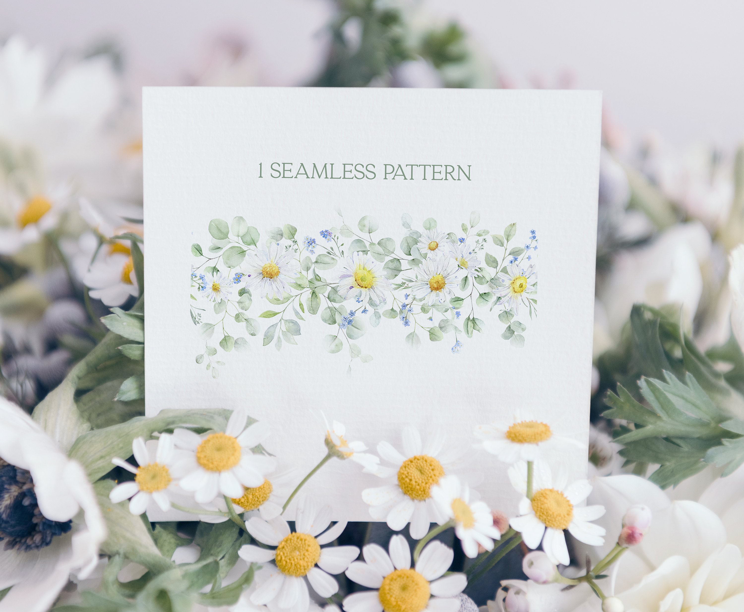Watercolor Floral Border Clipart Daisy Clipart White Flowers - Etsy
