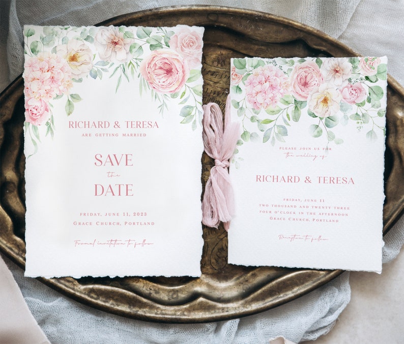 Watercolor Floral Border Blush Pink Roses Clipart Dusty Pink - Etsy