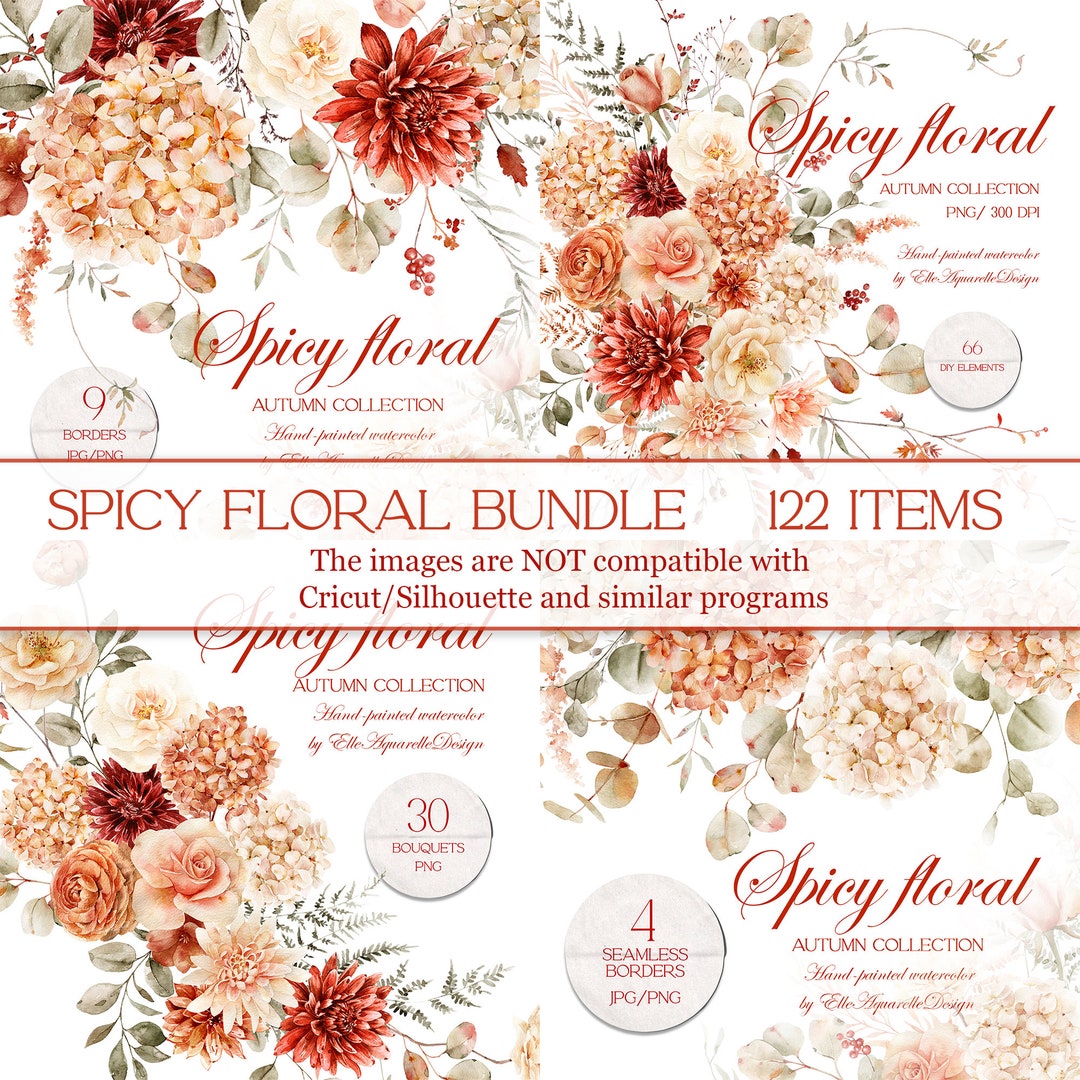 Watercolor Beige Flowers Clipart, Spicy Fall Floral Arrangements ...