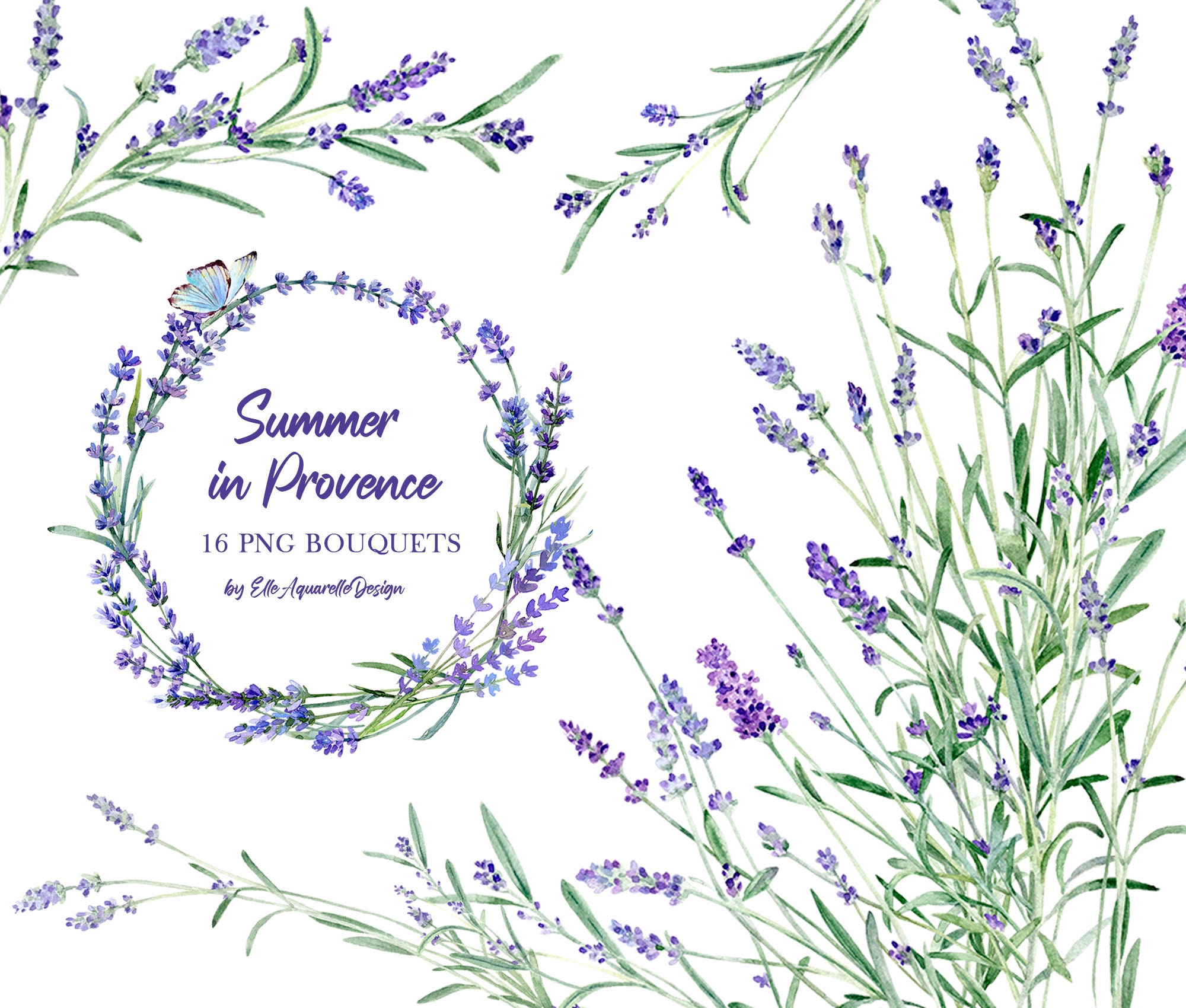 Watercolor Lavender Clipart Floral Border Watercolour - Etsy