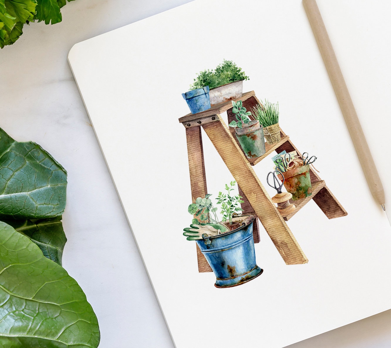 Watercolor Gardening Clipart Rustic Farmhouse Clip Art - Etsy