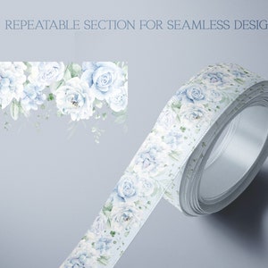 Watercolor Floral Border, Dusty Blue Floral Clipart, Watercolor Flowers ...