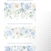 Watercolor Floral Border, Dusty Blue Floral Clipart, Watercolor Flowers ...