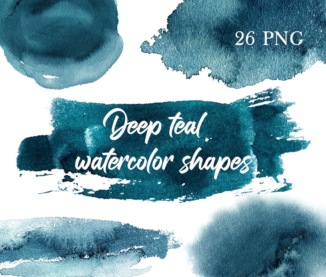 Turquoise Watercolor Splashes Clipart, Teal Blue Brush Strokes, Teal ...
