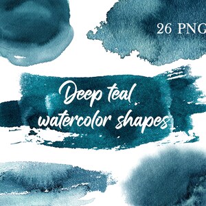Turquoise Watercolor Splashes Clipart, Teal Blue Brush Strokes, Teal ...