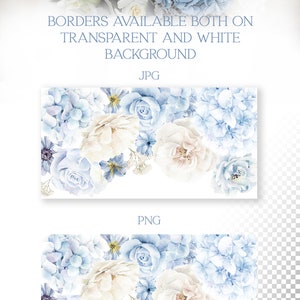 Dusty Blue Flowers Watercolor Clipart, Dusty Blue Floral Clipart ...