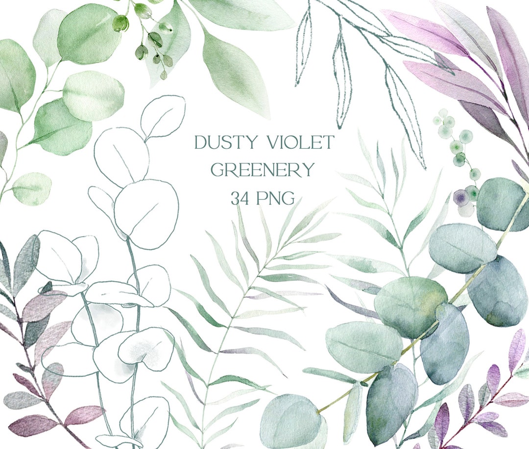 Watercolor Greenery Clipart, Watercolour Foliage Png, Digital Download ...