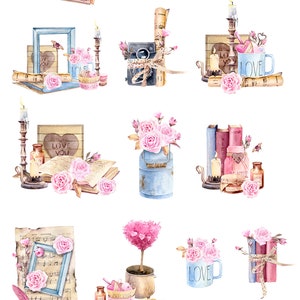 Watercolor Valentine Clipart, Valentines Png, Vintage Watercolor Clip ...