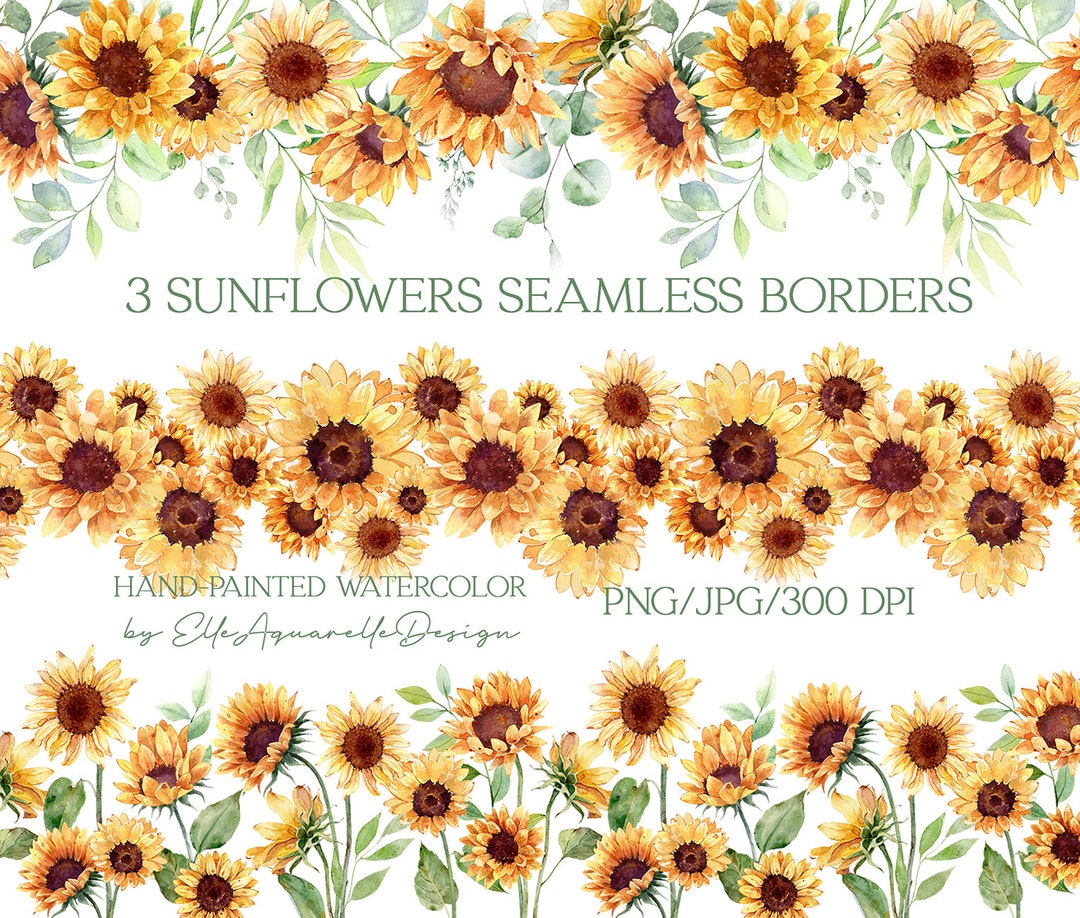 Watercolor Sunflowers Png, Sunflowers Clipart, Sunflower Border, Floral ...