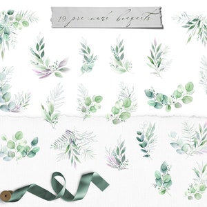 Greenery Watercolor Clipart, Eucalyptus Png, Foliage Clipart, Green ...
