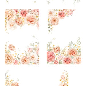 Peach Floral Clipart Bundle, Watercolor Blush Flowers Clipart ...