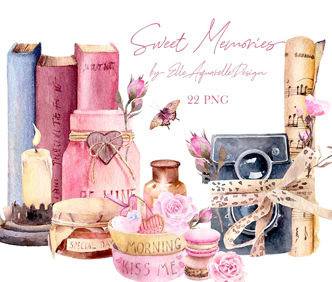 Valentine Day Watercolor Clipart, Valentines Png, Vintage Watercolor ...