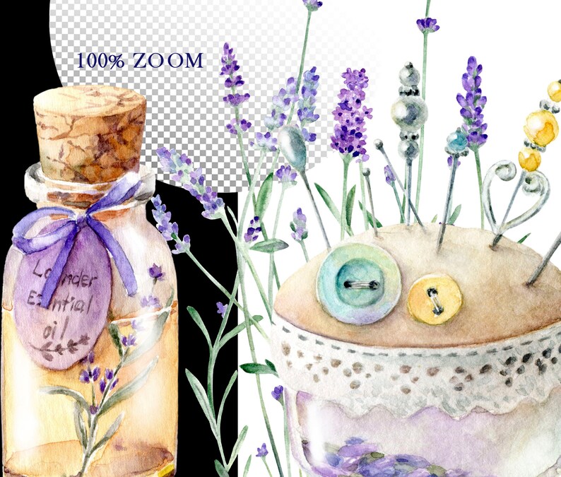 Lavender Watercolor Clipart French Farmhouse Provence Clip - Etsy