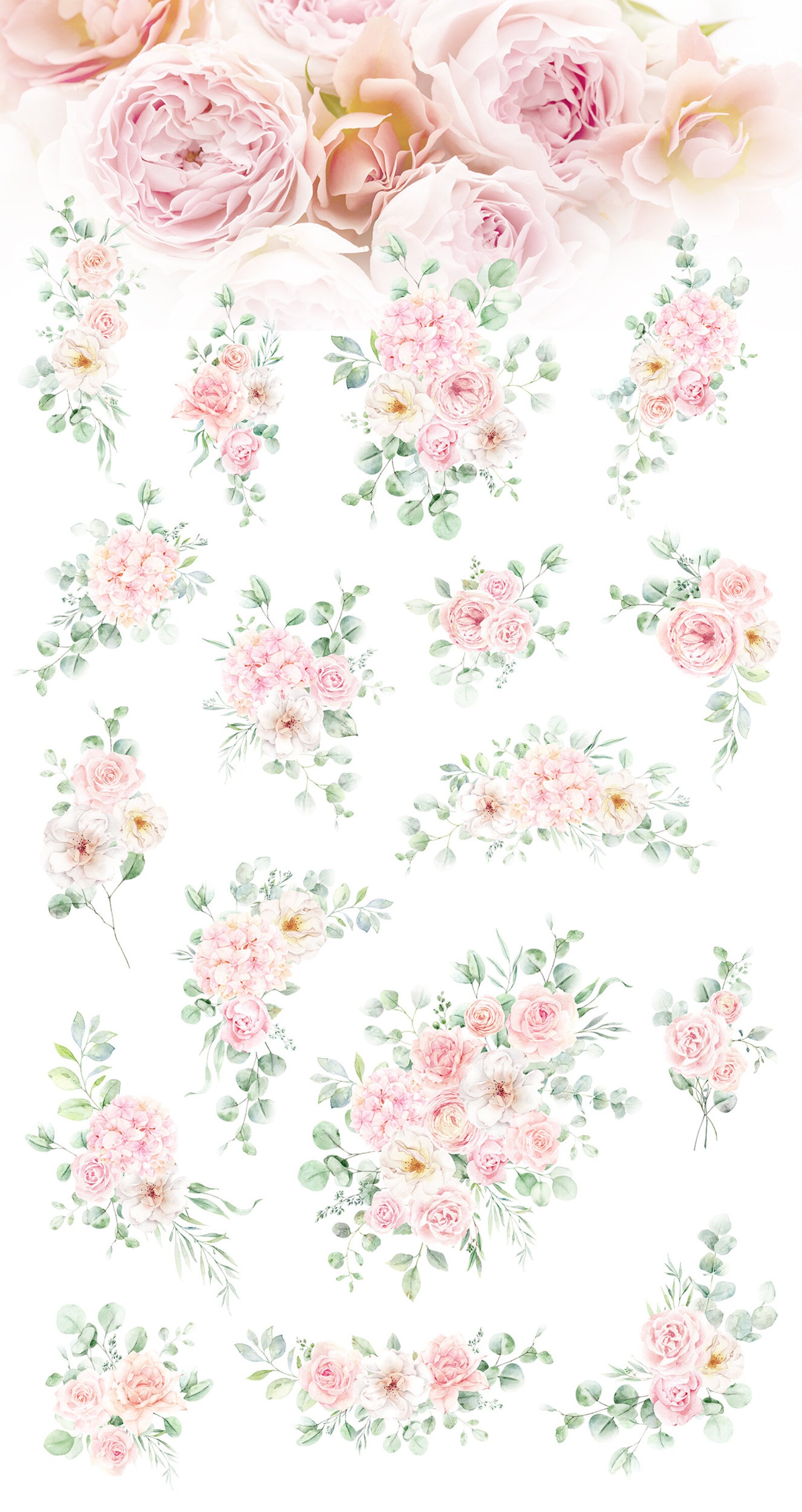 Watercolor Floral Border Blush Pink Roses Clipart Dusty Pink - Etsy ...