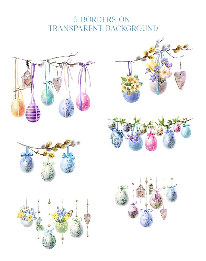 Watercolor Easter Border Clipart Png, Easter Eggs Clip Art, Watercolour ...