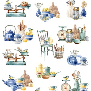 Watercolor Kitchen Clipart, Kitchenware Clipart, Kitchen Utensils Clip ...