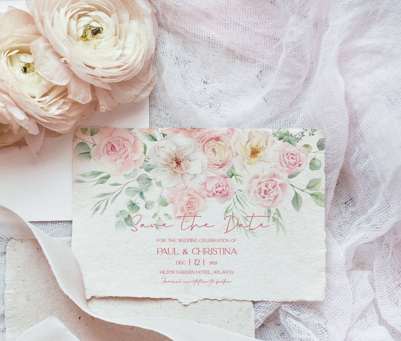 Watercolor Floral Border Blush Pink Roses Clipart Dusty Pink - Etsy UK