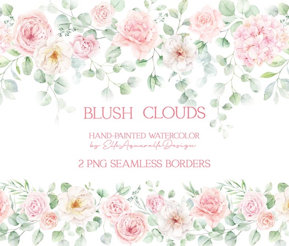 Blush Roses And Flowers Border