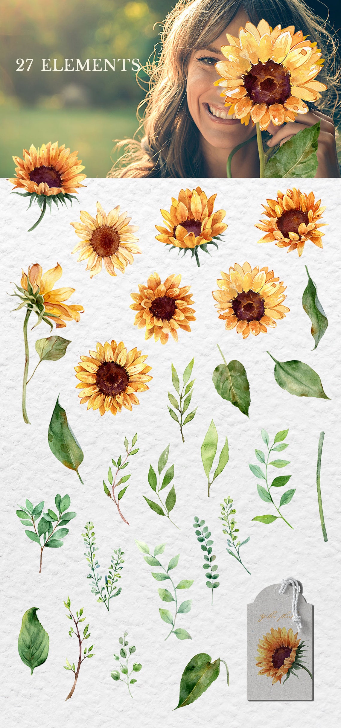 Watercolor Sunflower Clipart Sunflowers Png Wedding - Etsy