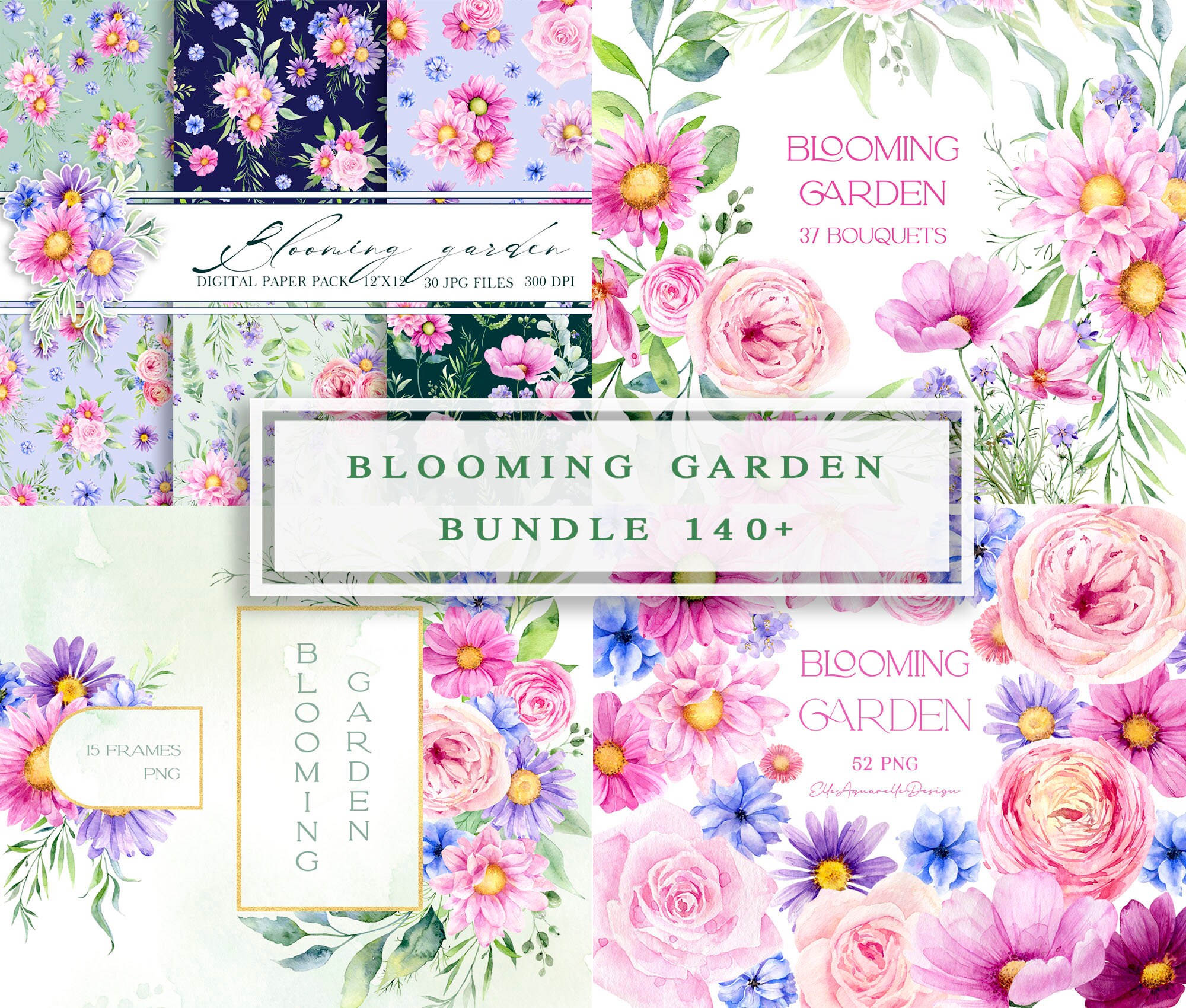 Watercolor Flowers Clipart Bundle Floral Clipart Roses - Etsy