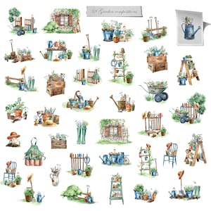 Watercolor Gardening Clipart Bundle, Spring Clipart, Garden Clipart ...