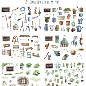 Watercolor Gardening Clipart Bundle, Spring Clipart, Garden Clipart ...