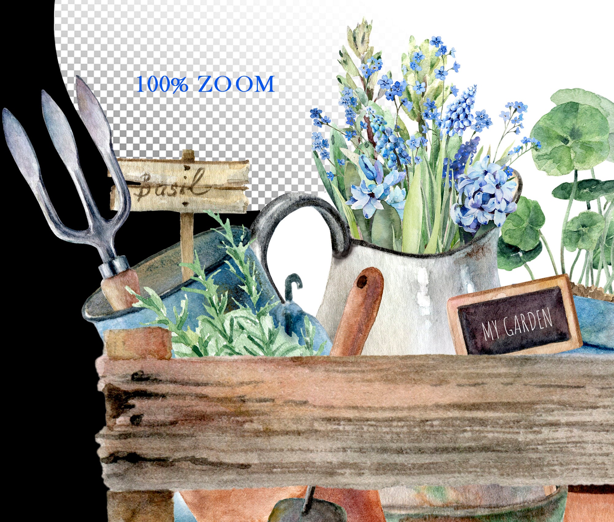 Hand Painted Watercolor Gardening Clipart Rustic Farmhouse Plants and ...