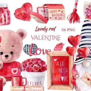 Valentine Day Watercolor Clipart, Valentines Png, Teddy Bear ...