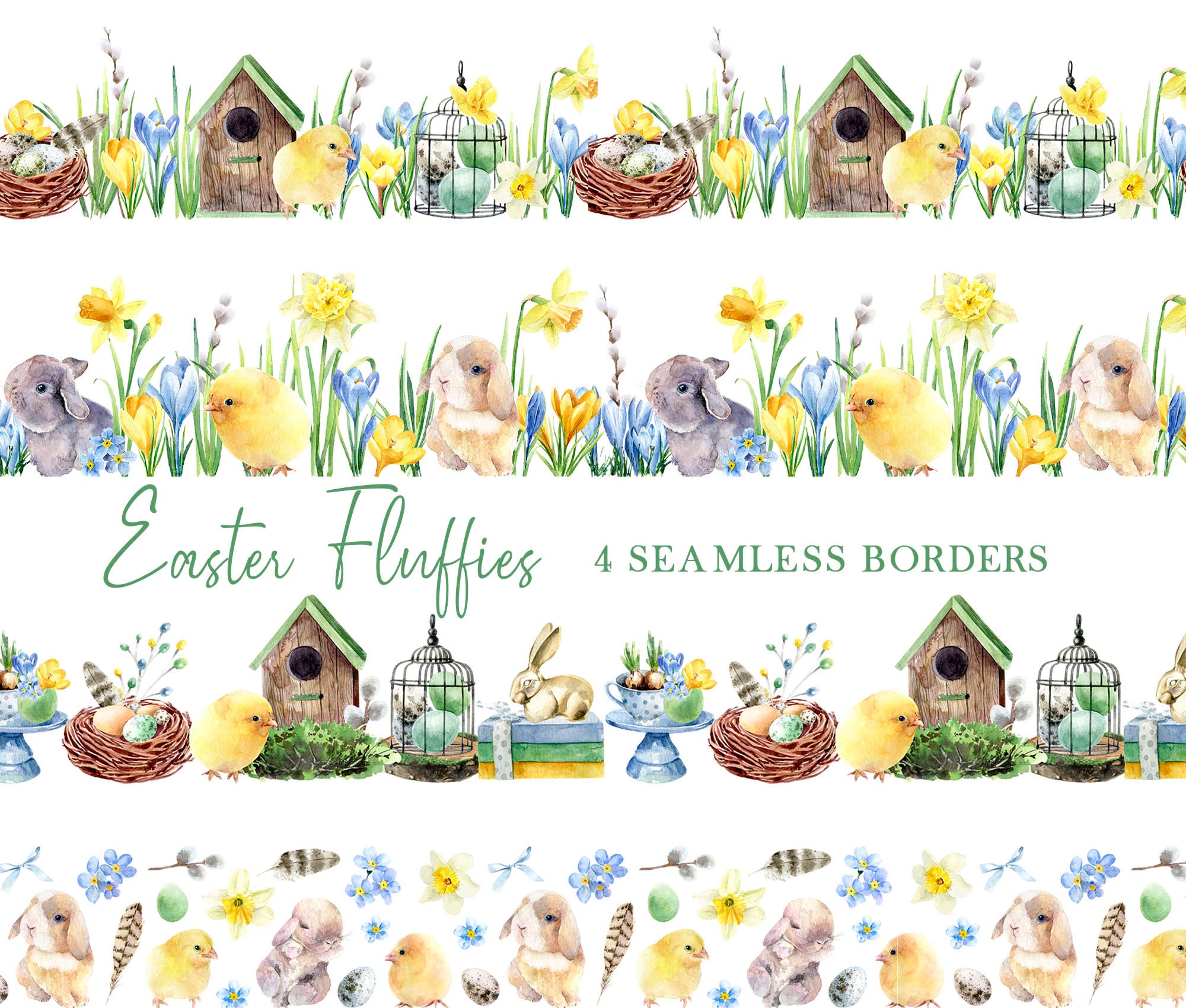 Easter Png Spring Clipart Easter Bunny Seamless Border Png - Etsy