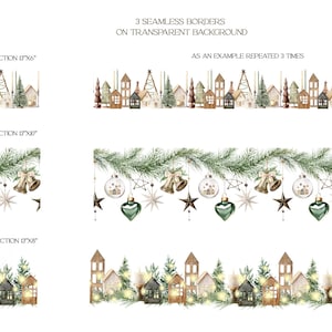 Watercolor Christmas Garland Clipart, Neutral Christmas Border Clip Art ...