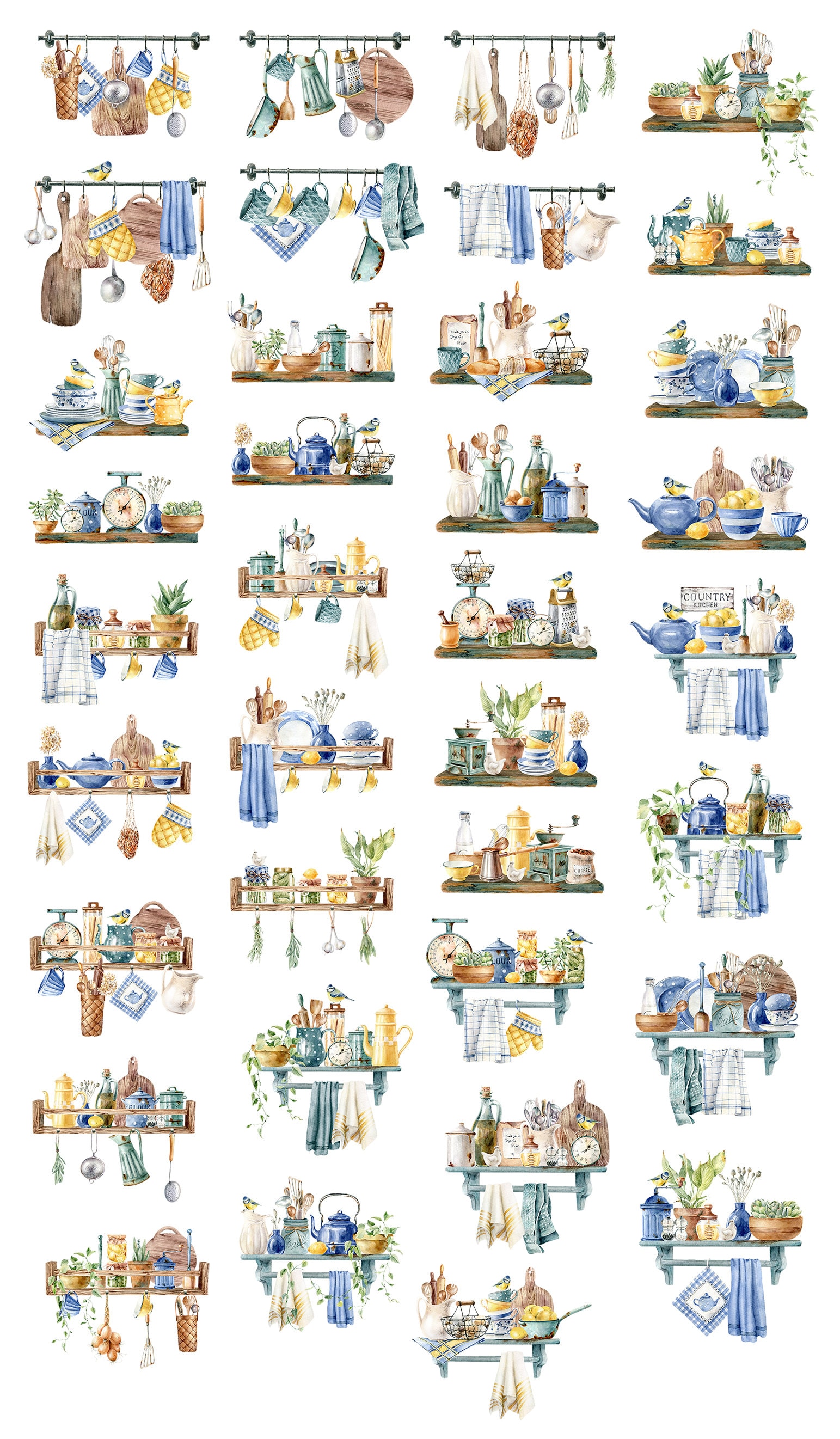 Watercolor Kitchen Clipart Kitchenware Clipart Kitchen - Etsy