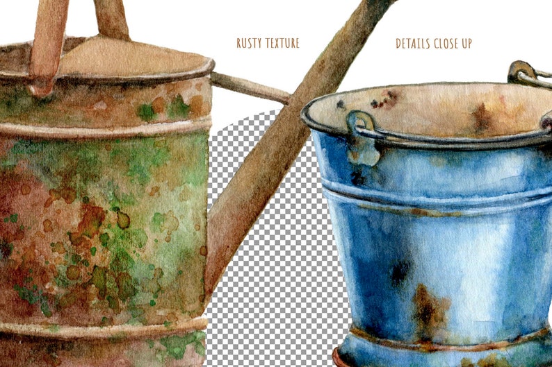 Watercolor Gardening Clipart Rustic Farmhouse Clip Art - Etsy