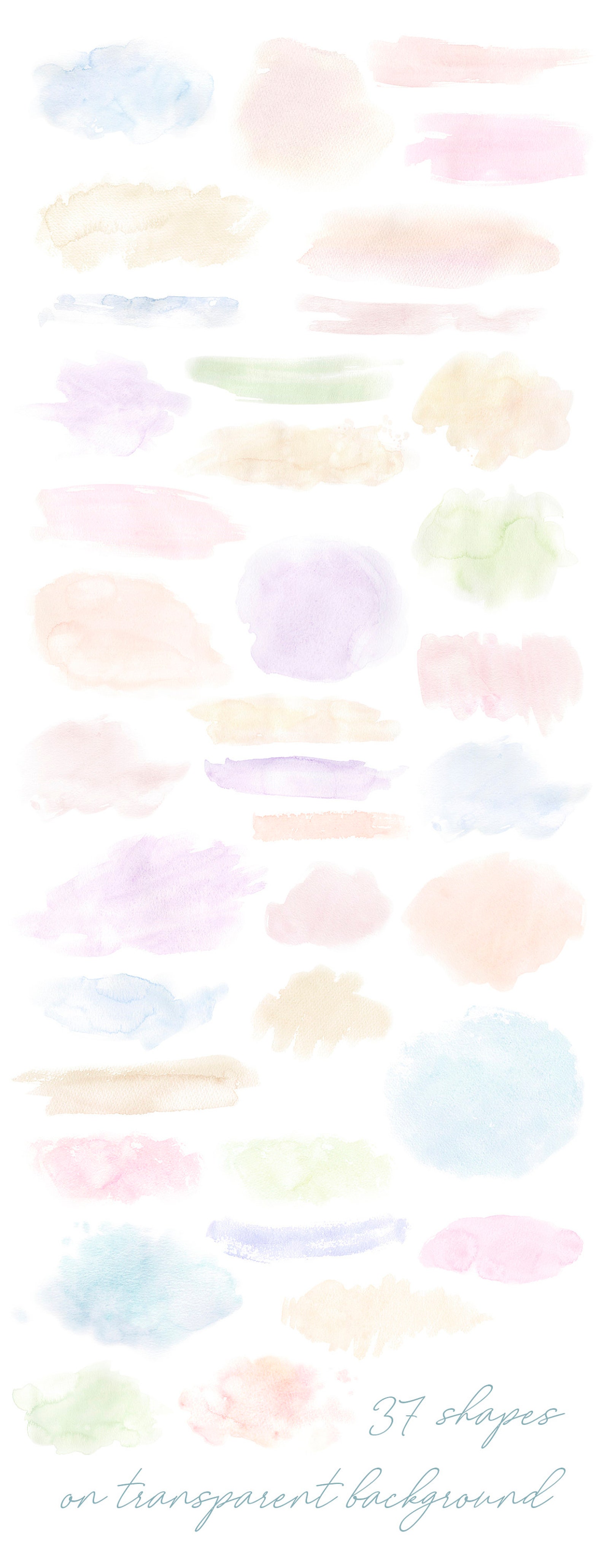 Pastel Splashes Watercolor Clipart, Pastel Brush Strokes, Abstract ...
