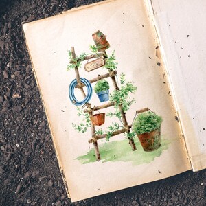 Watercolor Gardening Clipart Rustic Farmhouse Clip Art - Etsy