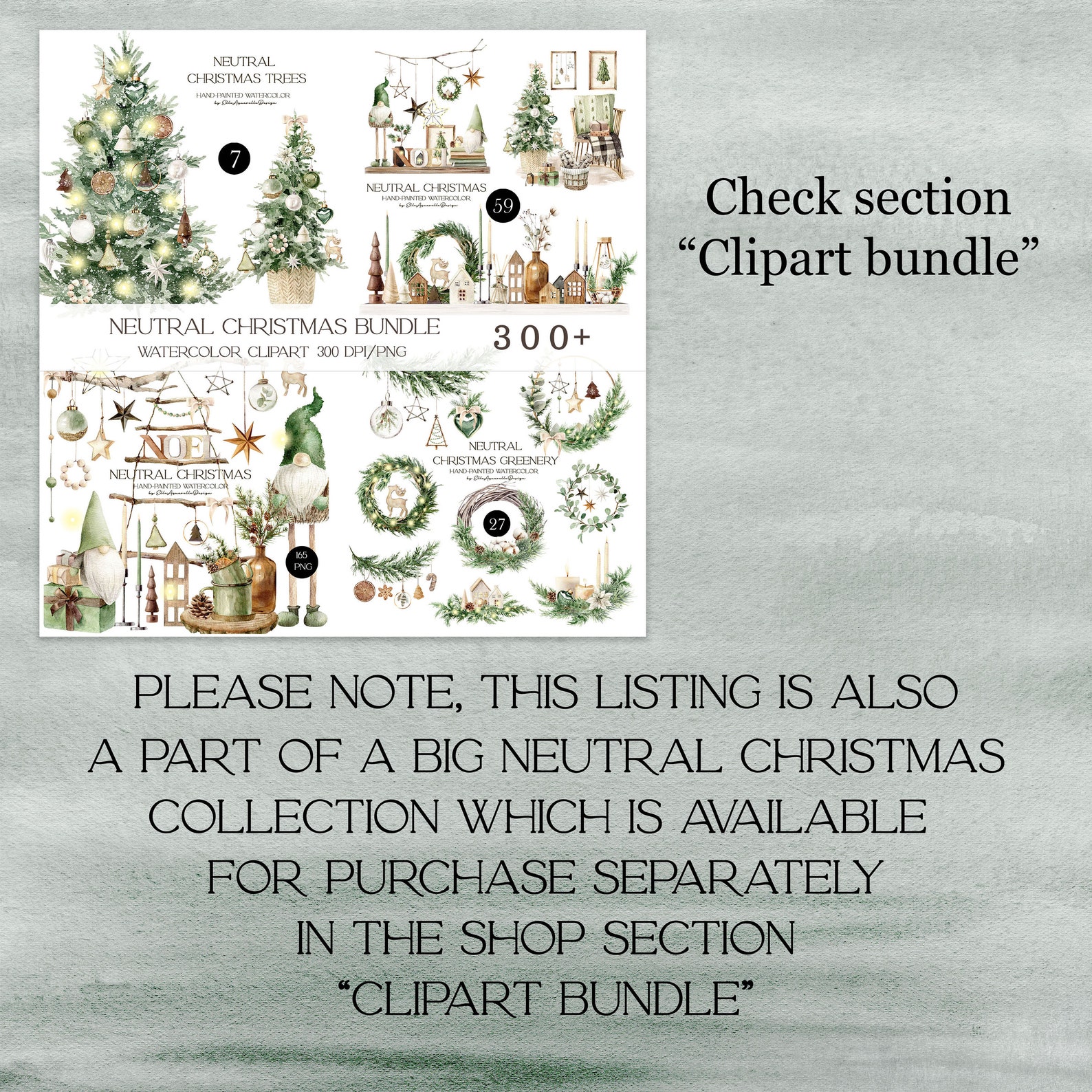 Boho Christmas Tree Clipart, Watercolor Neutral Christmas Trees, Rustic ...