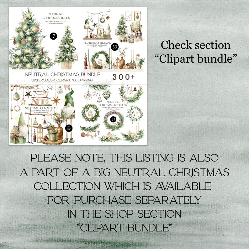 Boho Christmas Tree Clipart, Watercolor Neutral Christmas Trees, Rustic ...