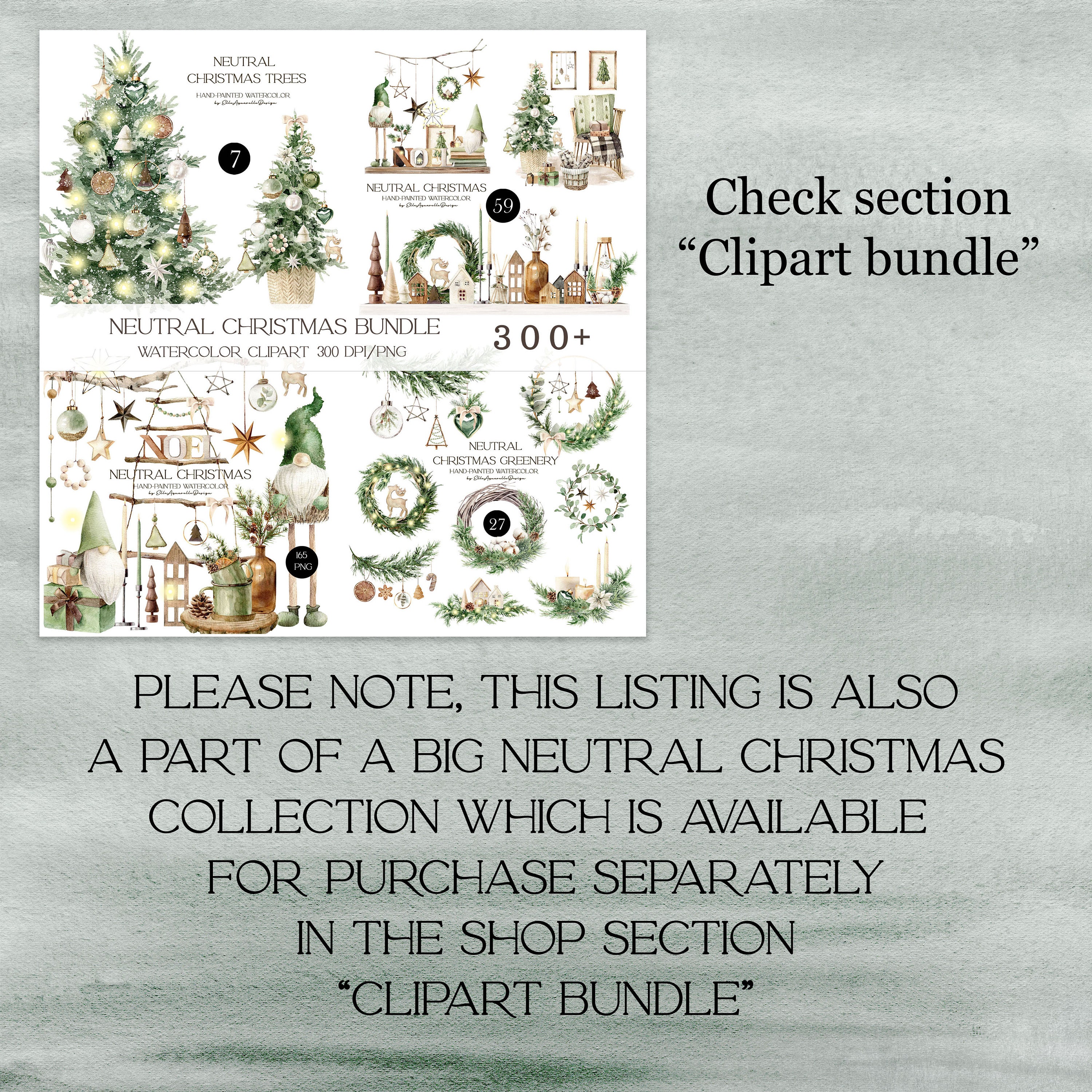 Boho Christmas Tree Clipart, Watercolor Neutral Christmas Trees, Rustic ...