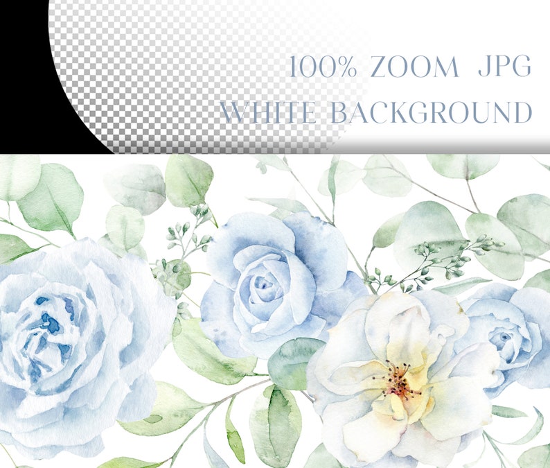 Watercolor Floral Border Dusty Blue Floral Clipart Seamless - Etsy