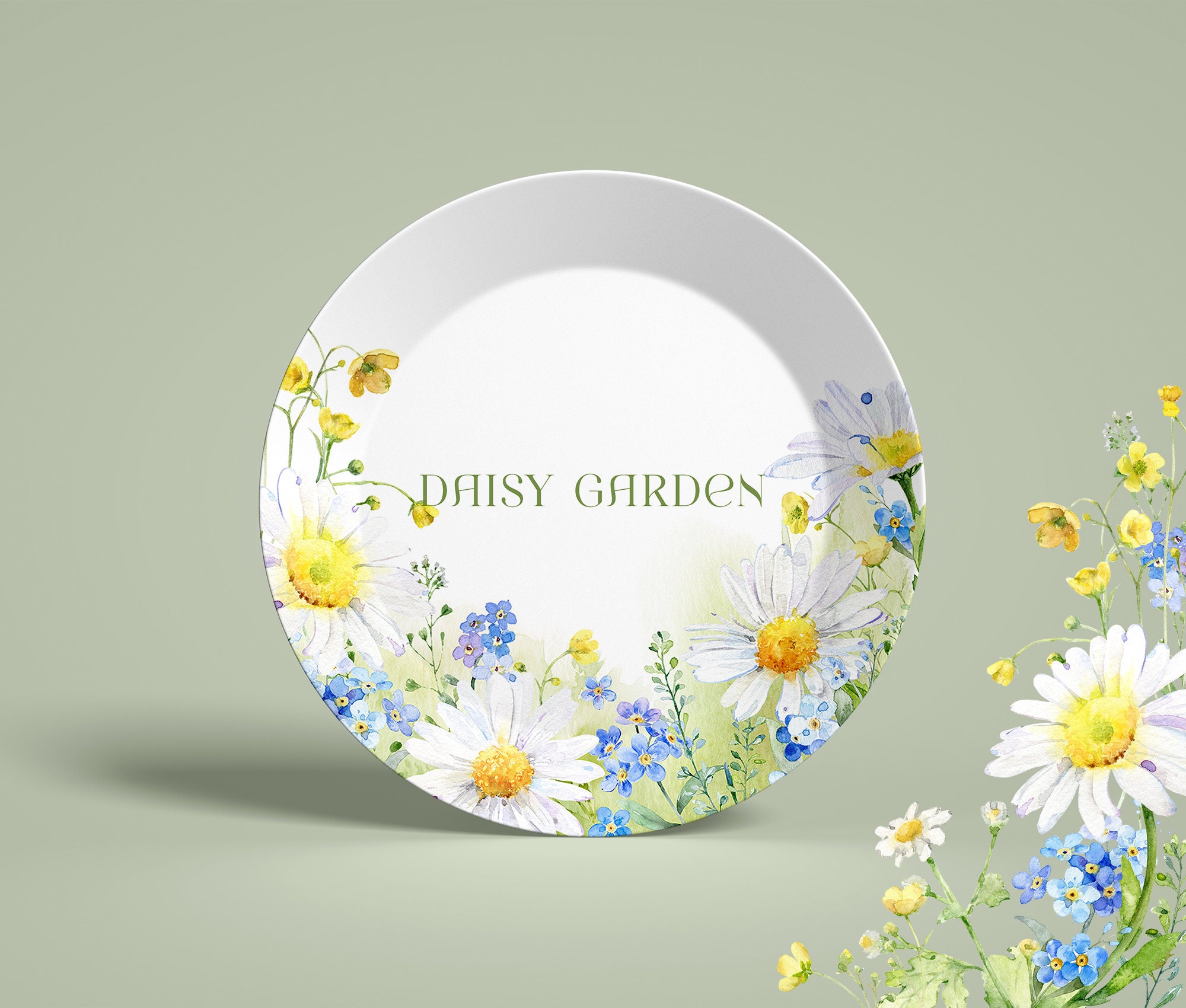 Watercolor Daisy Clipart Watercolor Flower Floral Border - Etsy