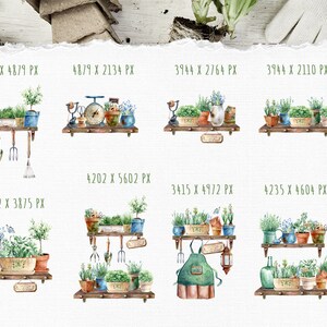 Watercolor Gardening Clipart, Rustic Farmhouse Clip Art, Plants and ...