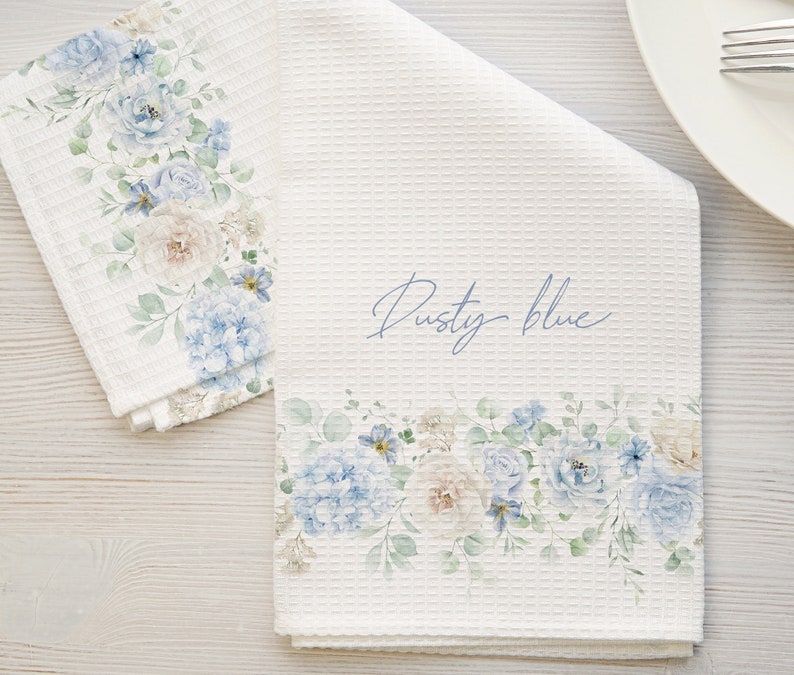 Watercolor Floral Border, Dusty Blue Floral Clipart, Watercolor Flowers ...