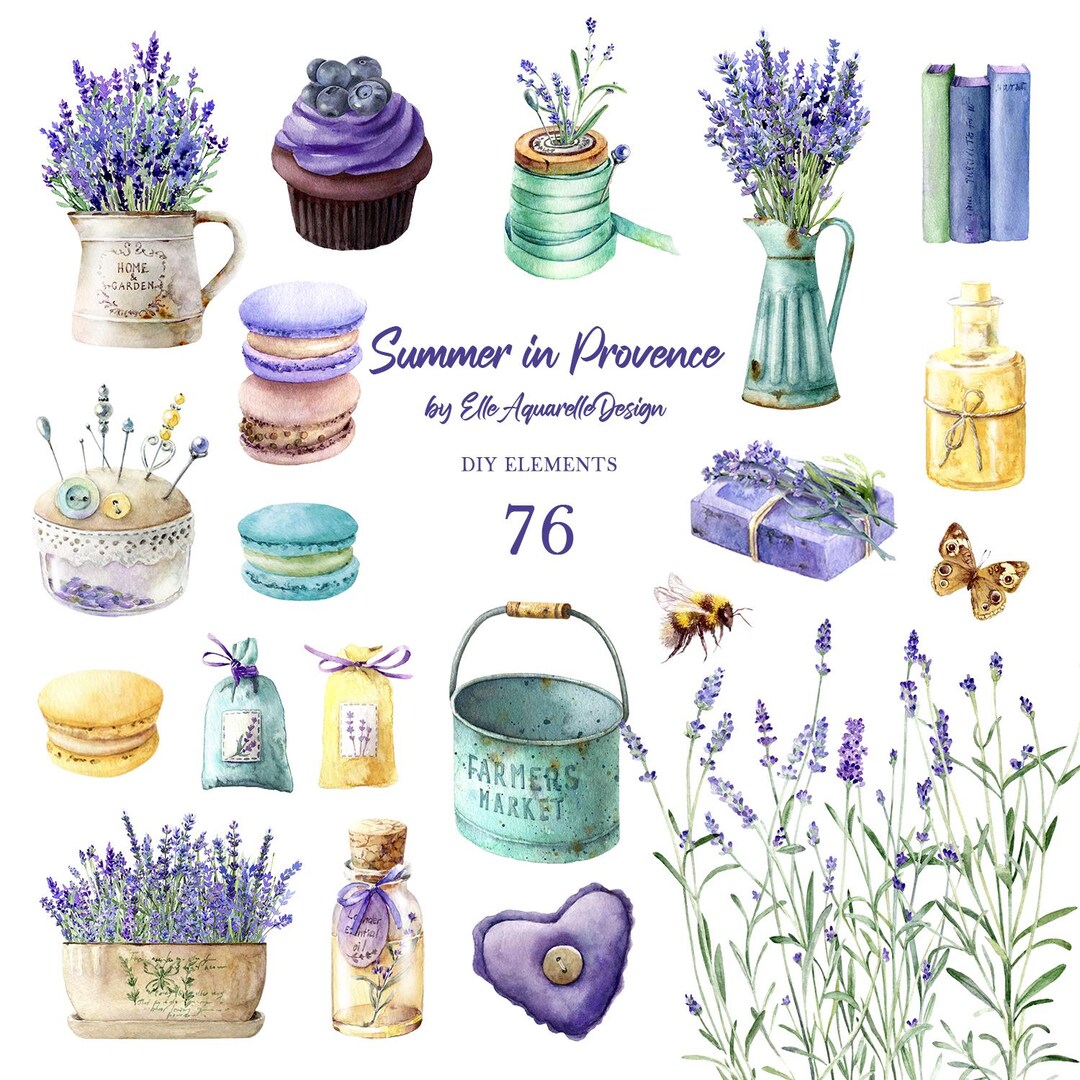 Watercolor Provence Cottagecore Clipart, Vintage French Countryside DIY ...
