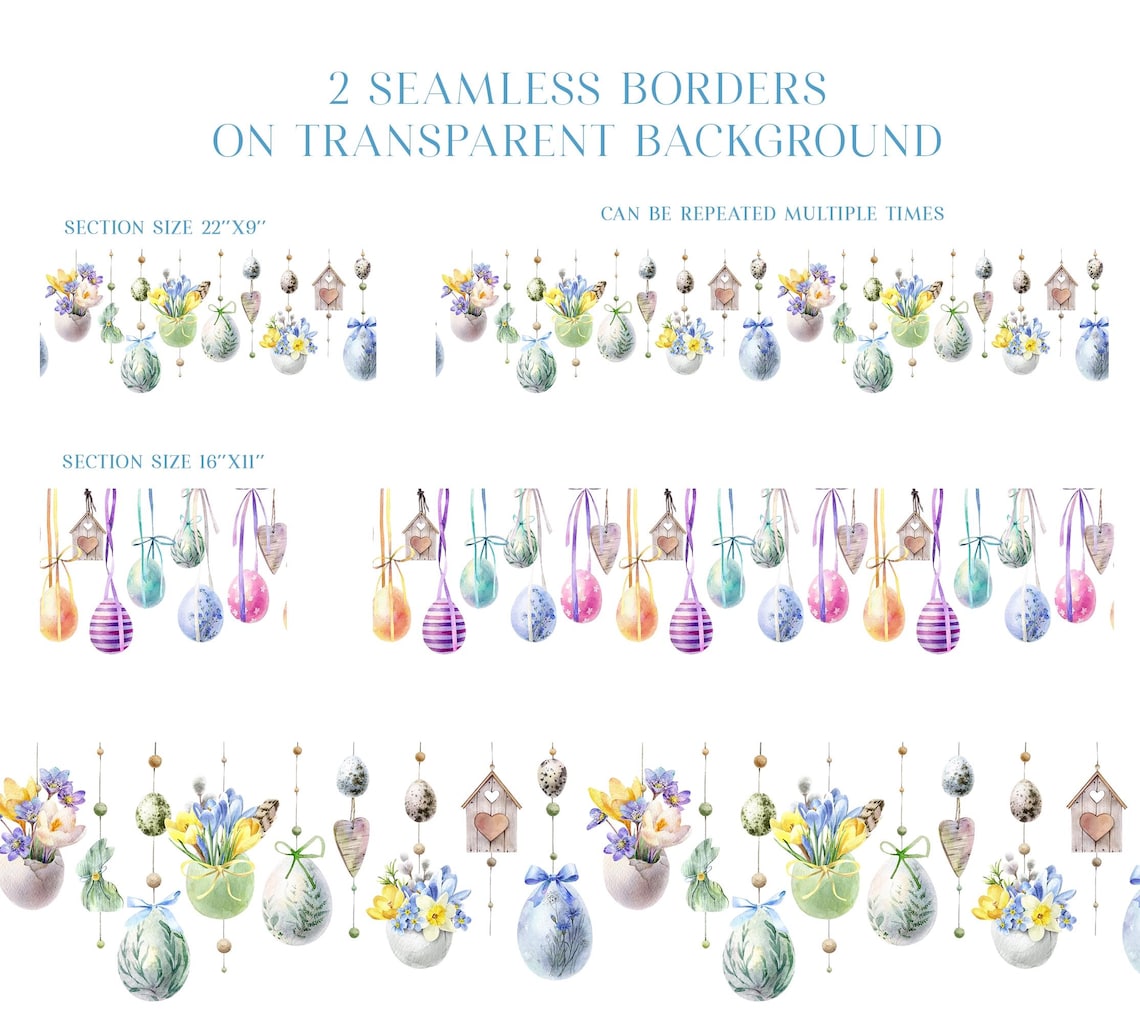 Watercolor Easter Border Clipart Png, Easter Eggs Clip Art, Watercolour ...