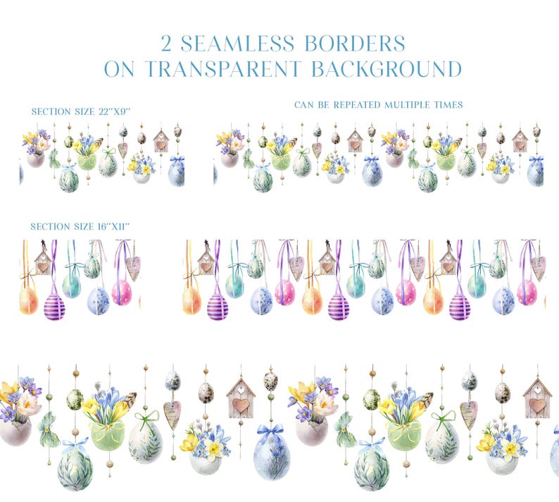 Watercolor Easter Border Clipart Png, Easter Eggs Clip Art, Watercolour ...