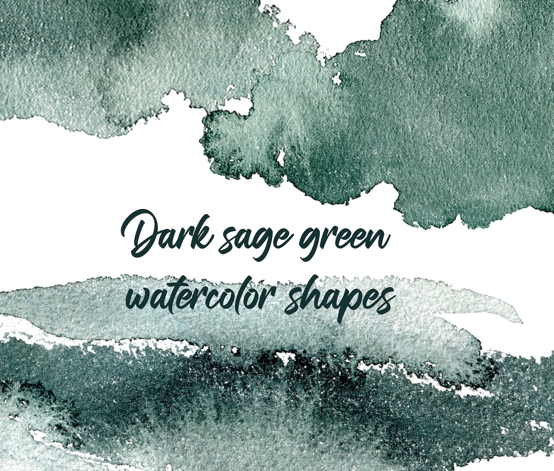 Dark Sage Green Watercolor Splashes Clipart, Green Brush Strokes, Green ...