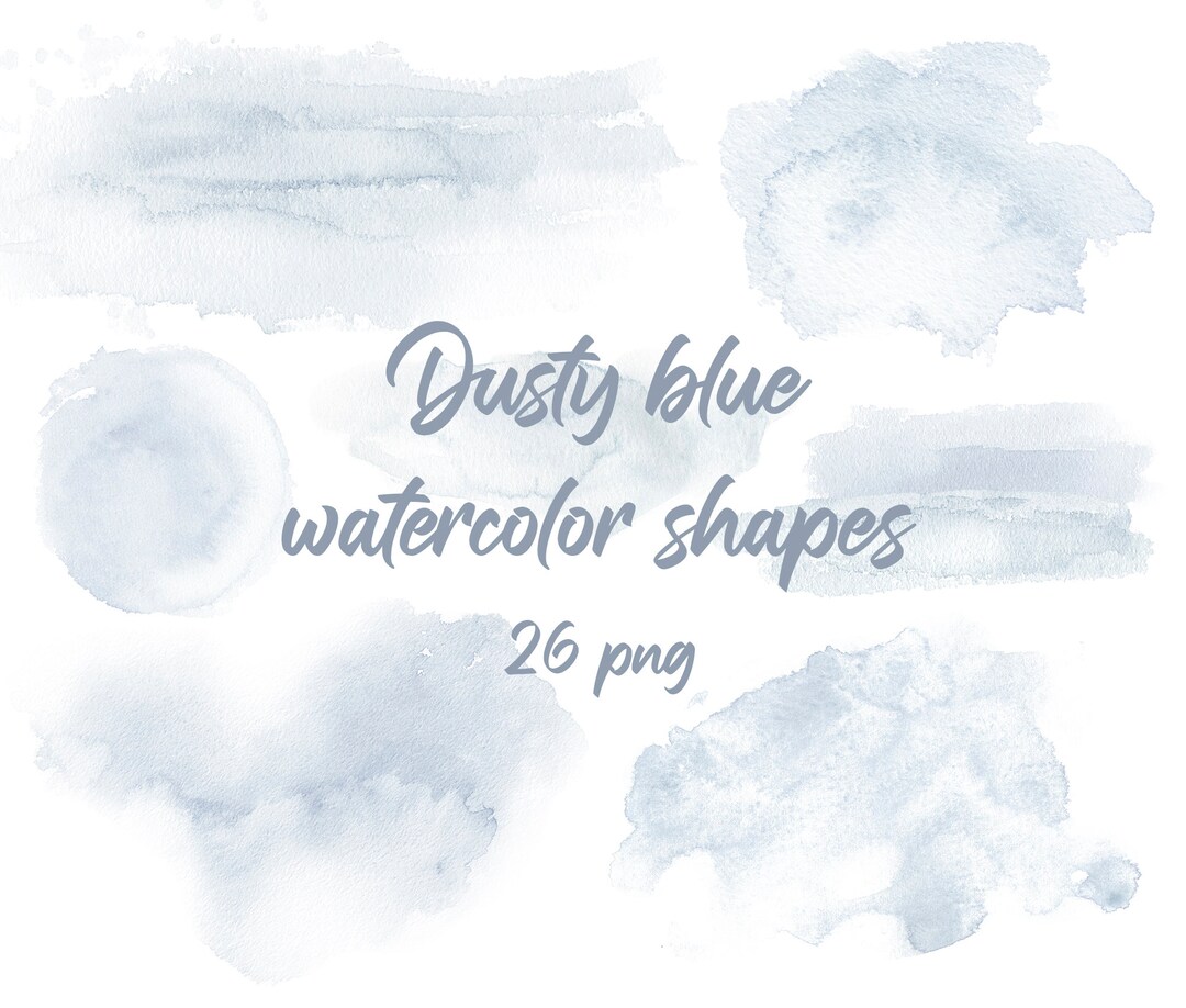 Dusty Blue Watercolor Splashes Clipart, Blue Brush Strokes, Watercolor ...