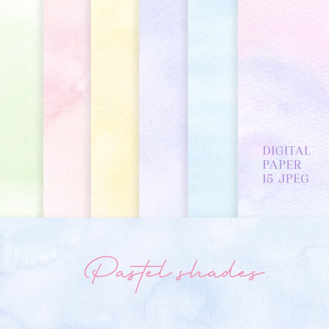 Pastel Watercolor Digital Paper, Printable Scrapbook Paper, Pink, Blue ...