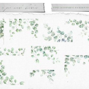 Watercolor Eucalyptus Border, Greenery Frame Clipart, Botanical Wedding ...